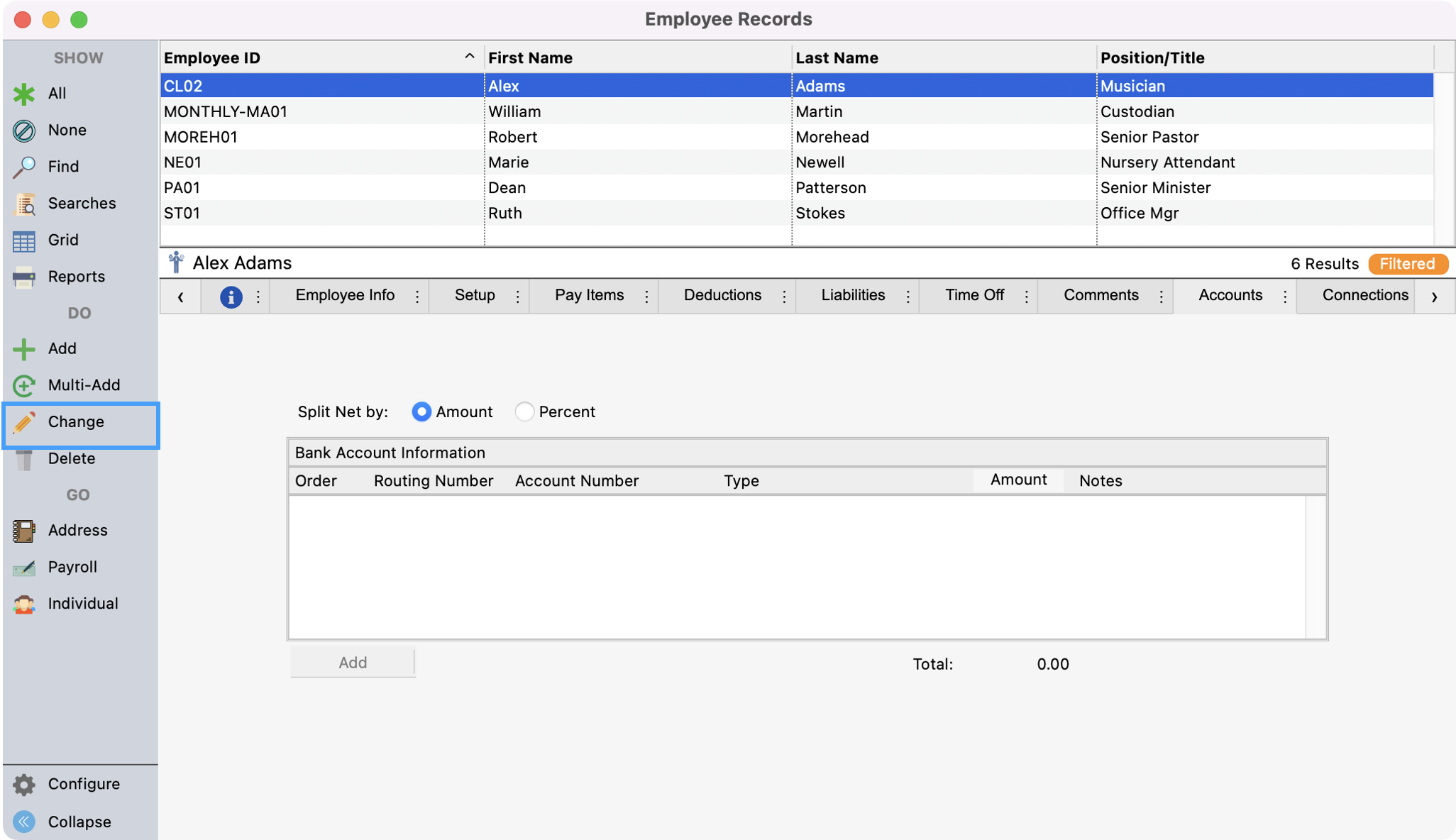Payroll Direct Deposit Setup