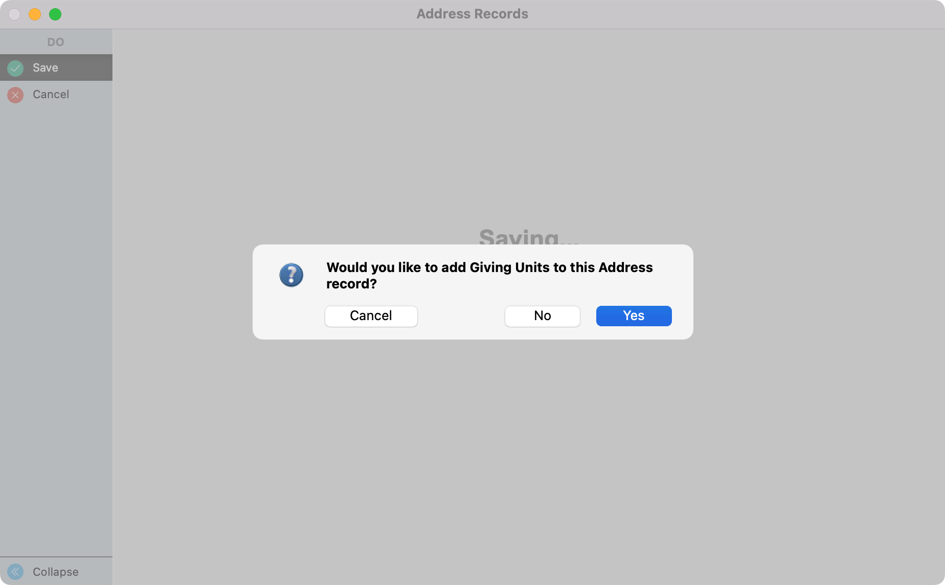 Adding a Giving Unit Record