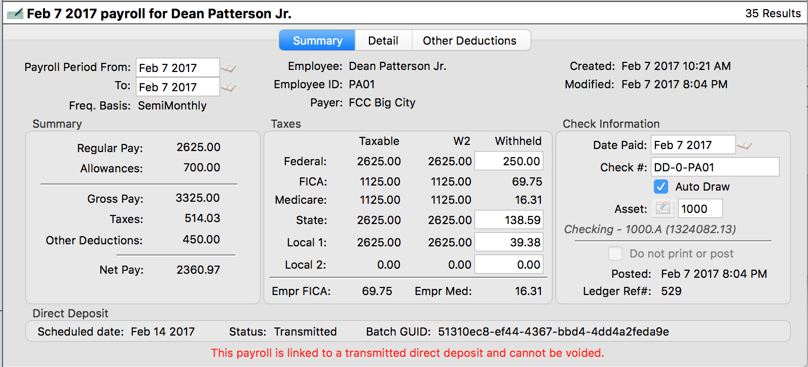 Payroll Direct Deposit in CDM+