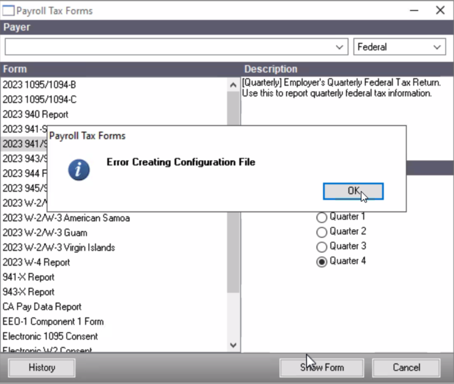 Error Creating Configuration File