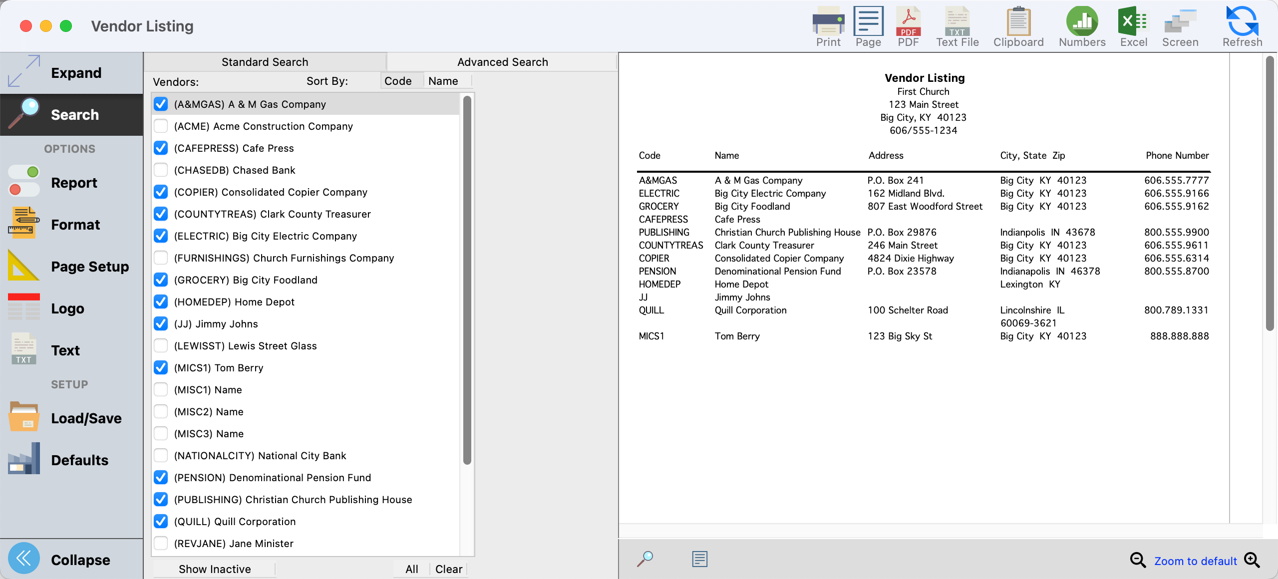 Accounting Reports List