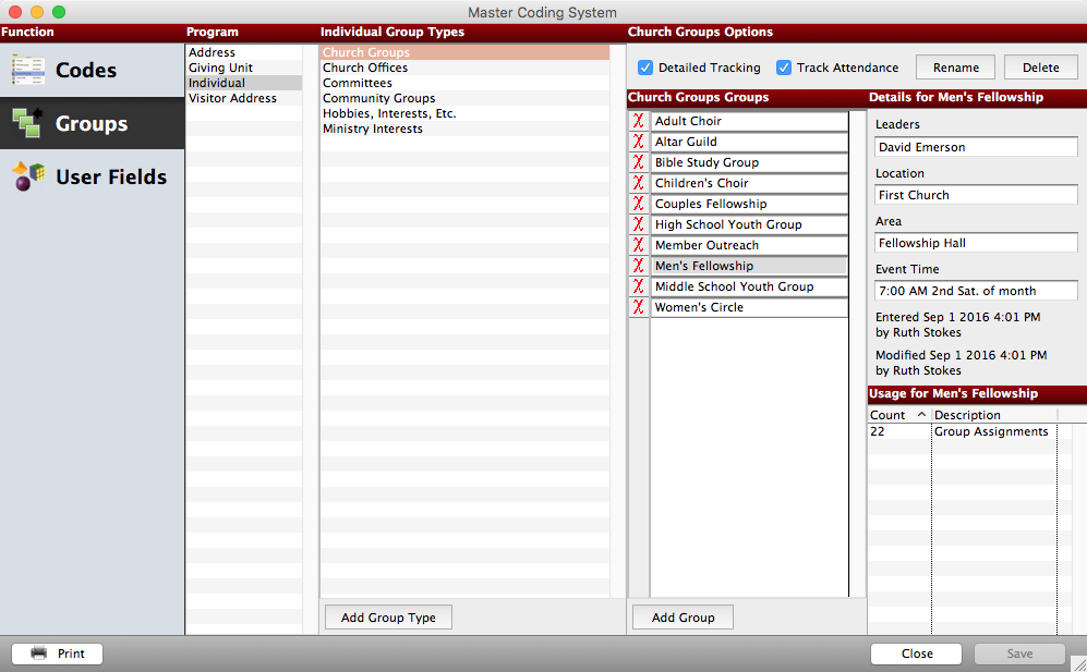 Setting Up Group Lists