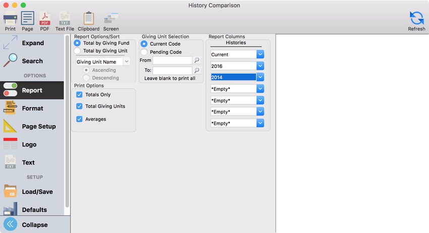 History Comparison Report