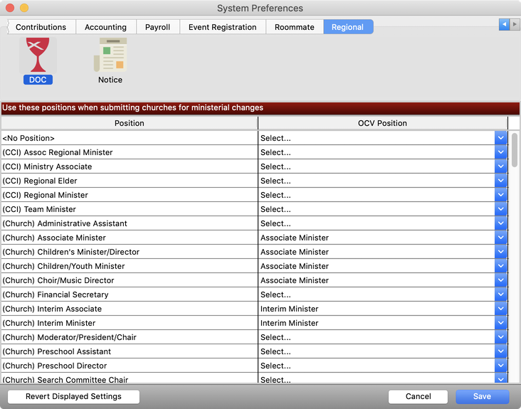 Mapping Church Positions
