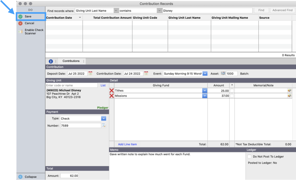 How to Enter Contributions from Contribution Records