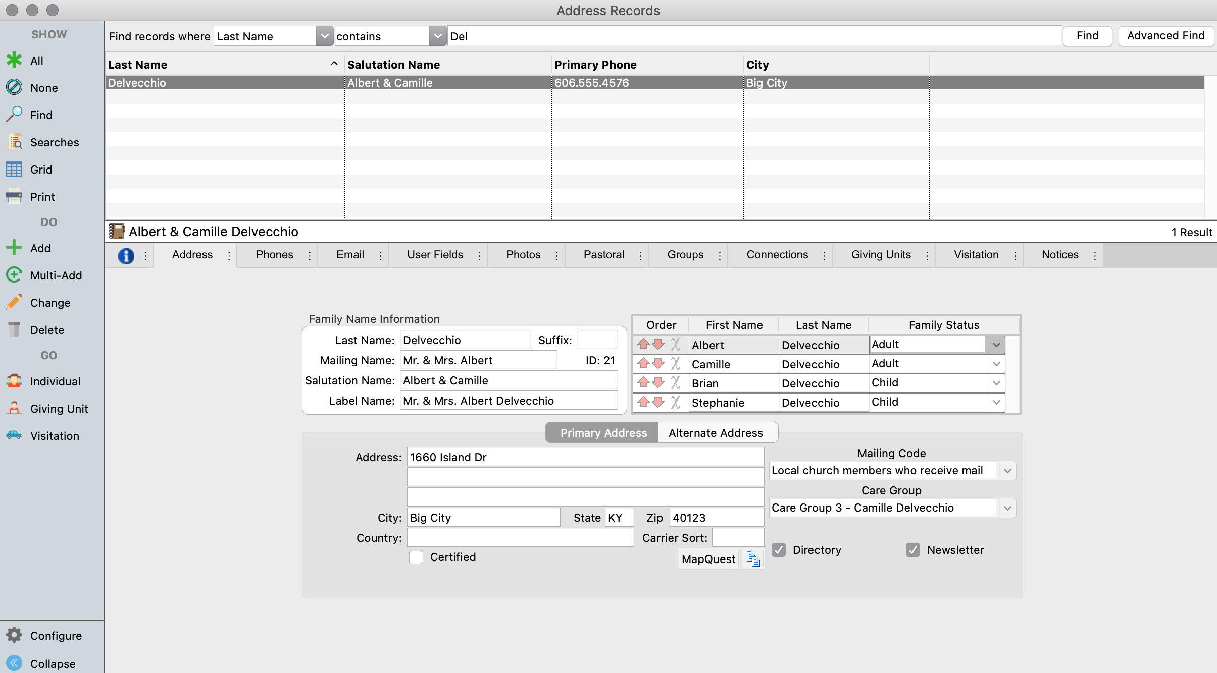 Filling In The Address Window