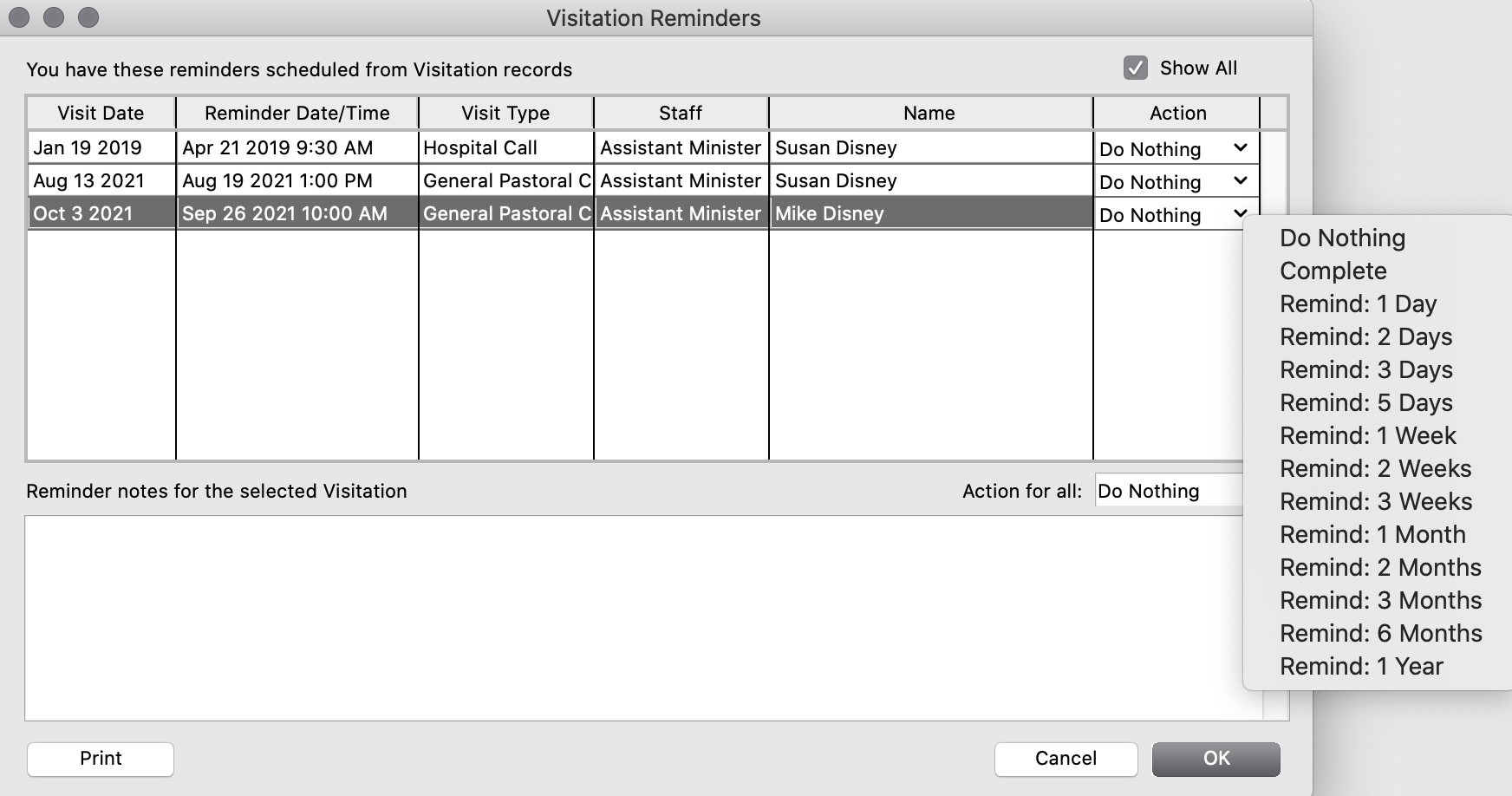 Viewing and Setting Up Access to Visitation Reminders
