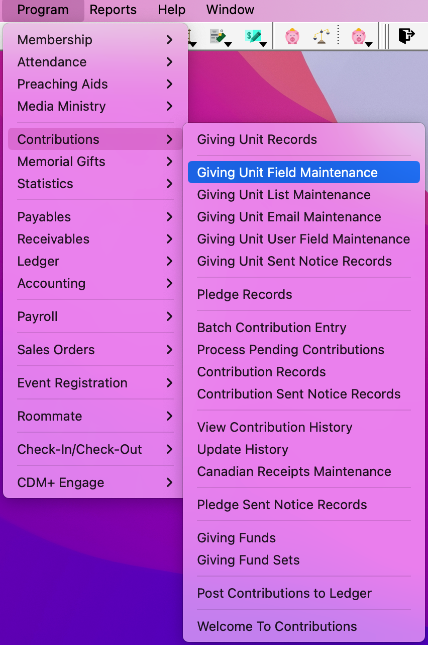 Updating and Editing Giving Unit Codes
