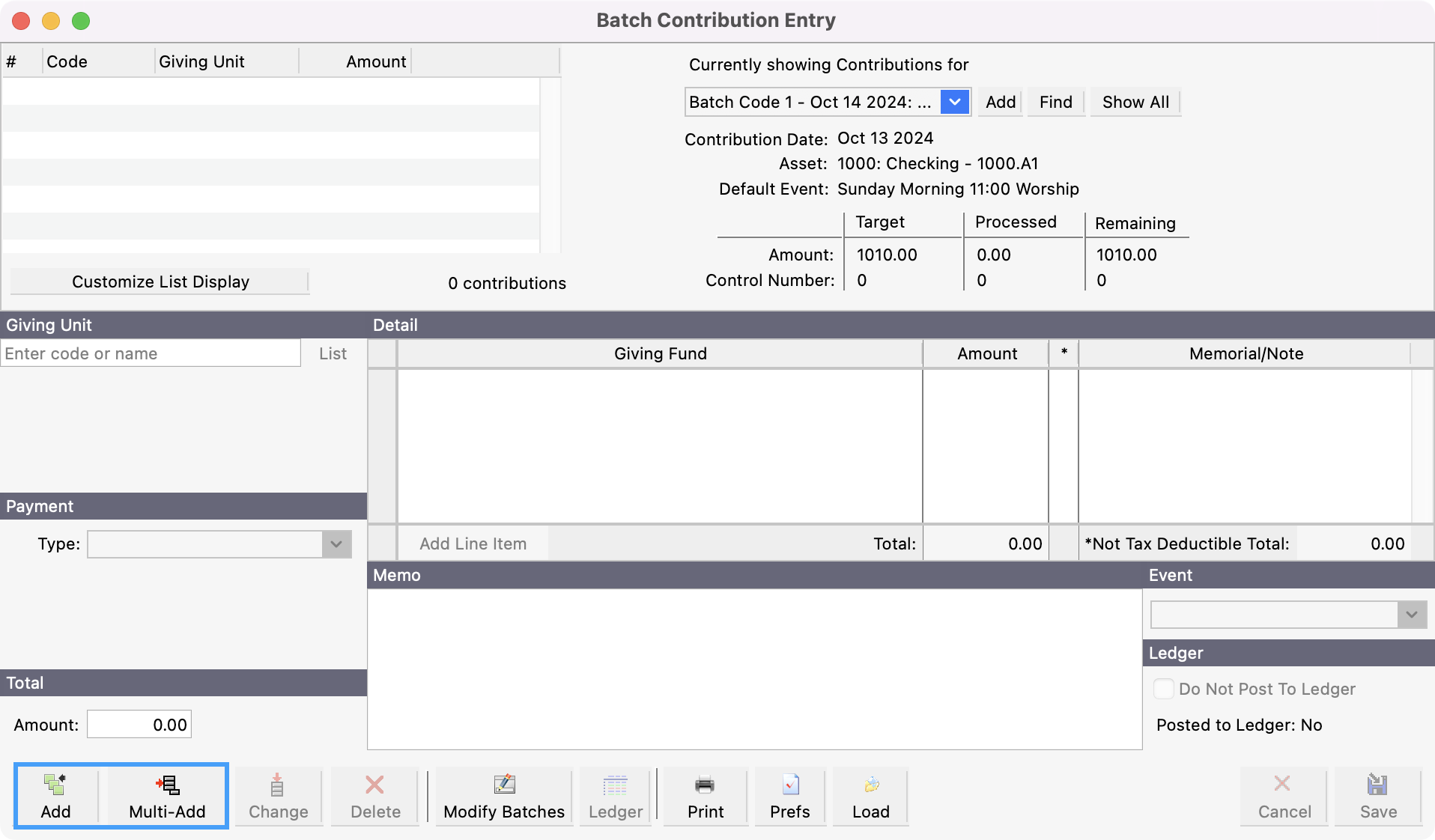 Entering Batch Contributions