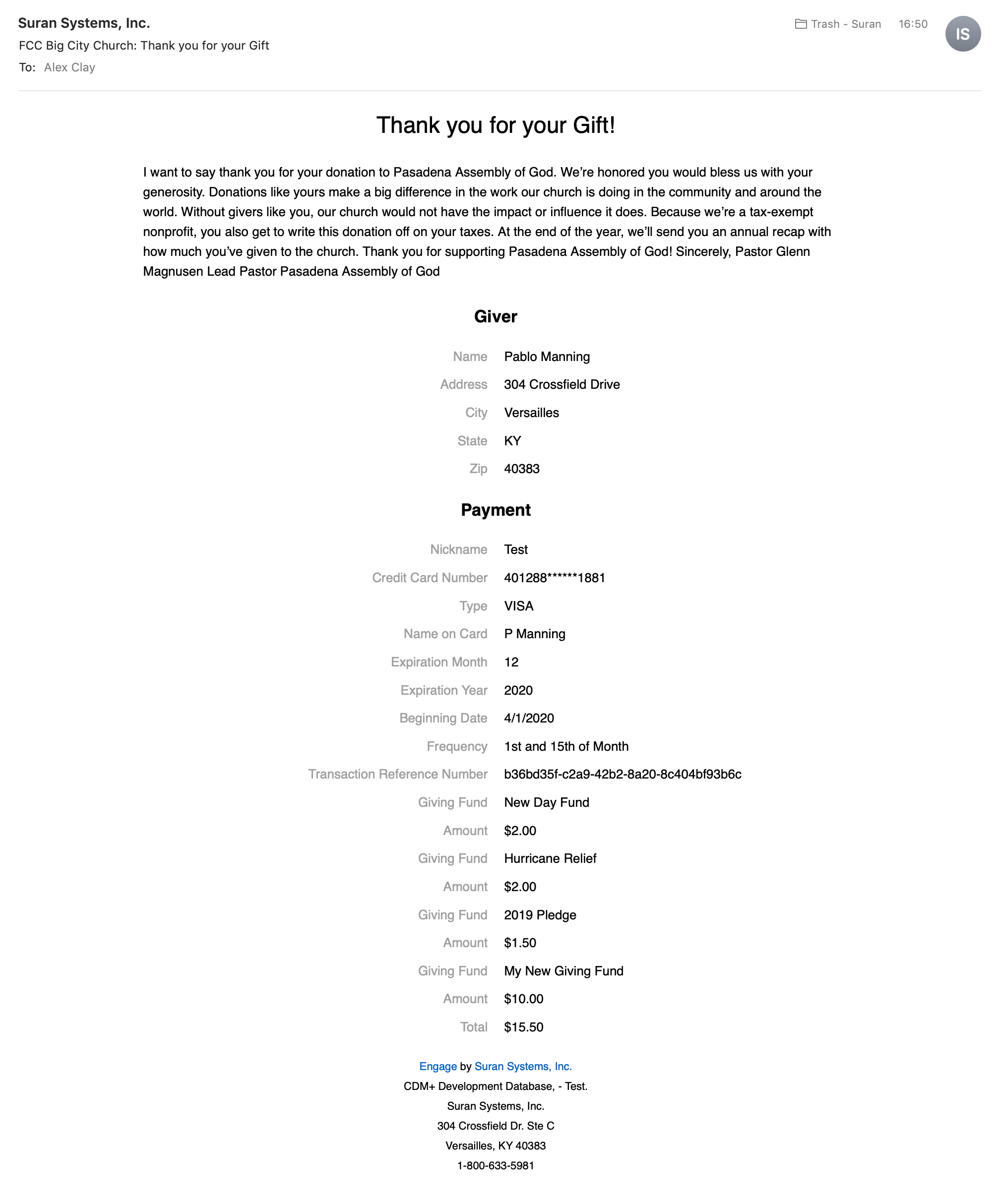 Receiving Gifts from Engage