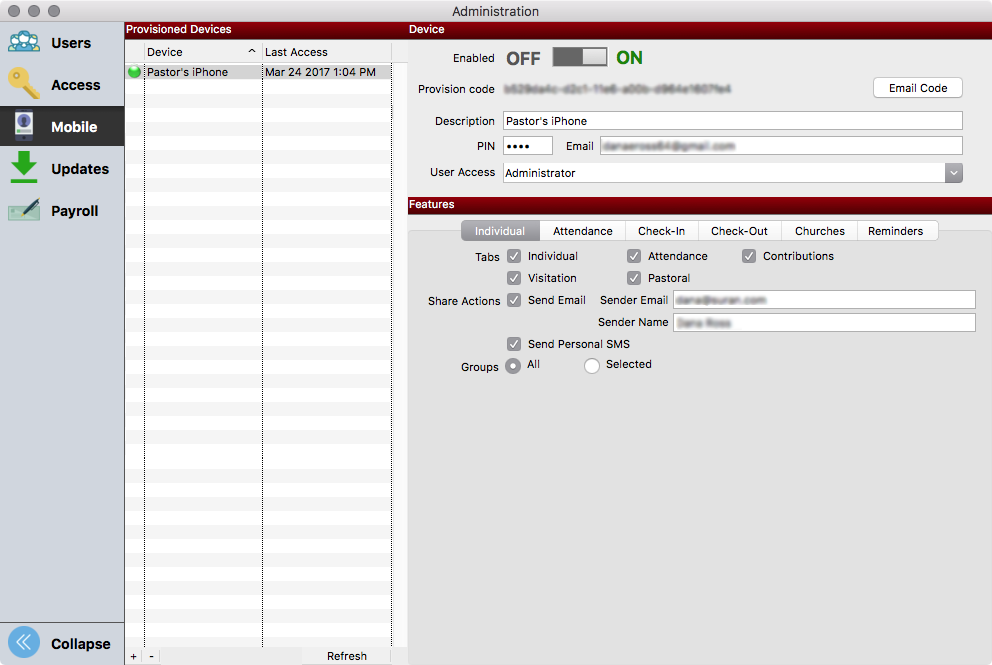 Provisioning a Device for a CDM+ Database
